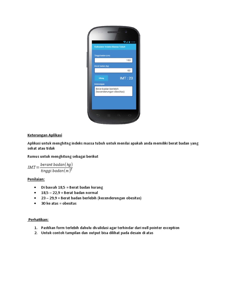 Aplikasi Hitung IMT untuk Berat Ideal | PDF
