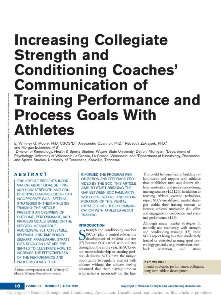 Increasing Collegiate Strength and Conditioning.4 | PDF | Goal Setting ...