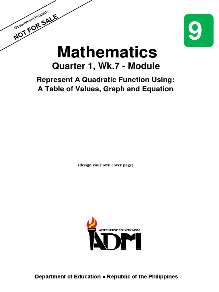 Mathematics: Quarter 1, Wk.7 - Module | PDF | Quadratic Equation ...