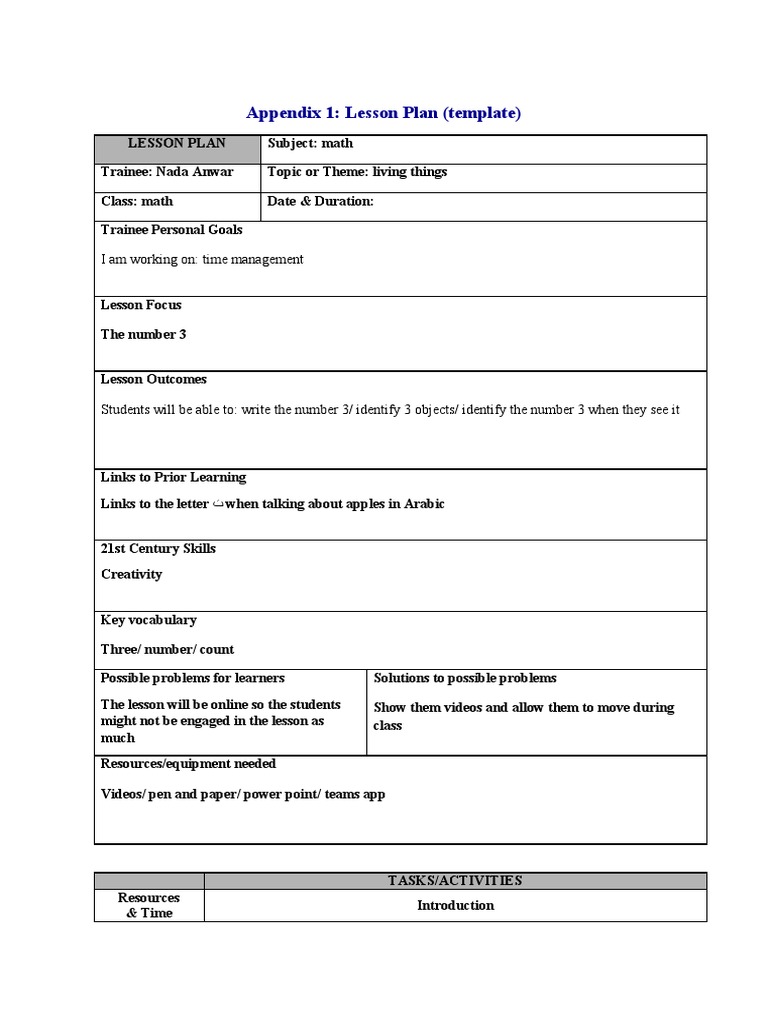 Lesson Plan 1 Number 3 | PDF | Lesson Plan | Educational Psychology