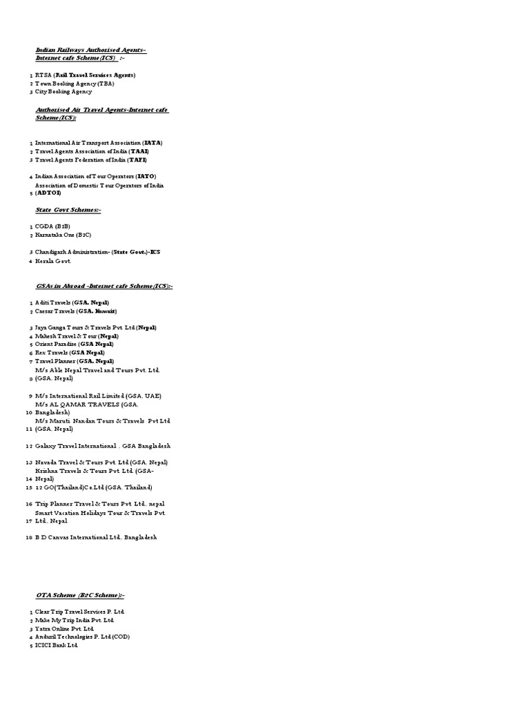 IRCTC Authorized Agent Listings | PDF | Business