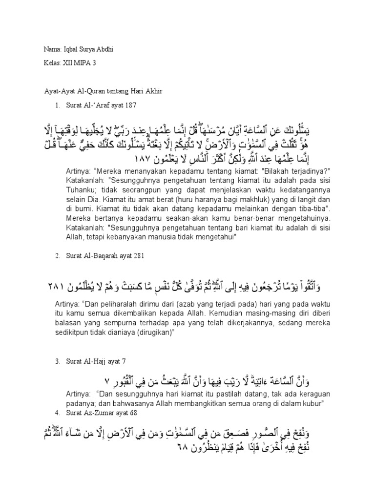 5 Ayat Dan Hadist Tentang Hari Kiamat | PDF