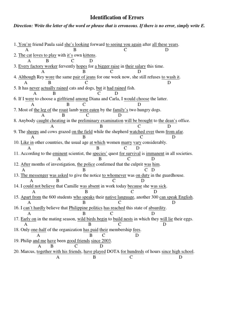Identification of Errors Sample Exam | PDF | Sheep | Semiotics
