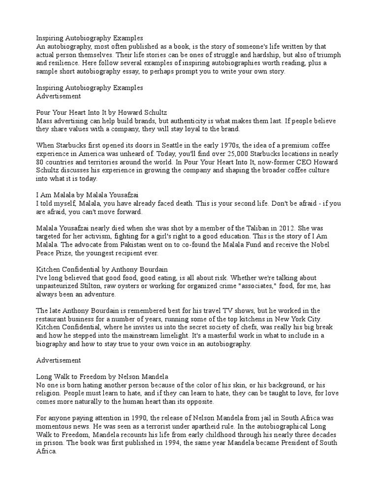 Inspiring Autobiography Examples | PDF | Malala Yousafzai | Books