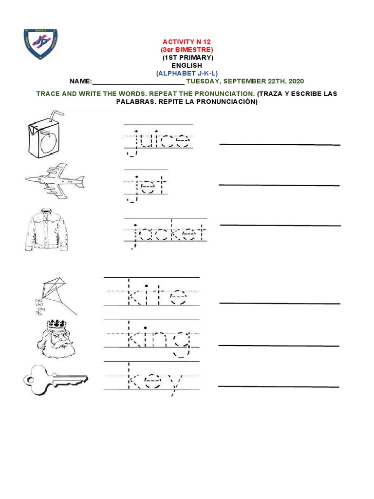 English Alphabet J-K-L Activity | PDF | Foreign Language Studies