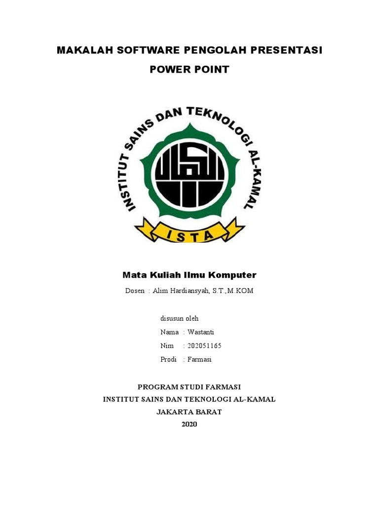 Makalah Software Pengolah Presentasi (Wastanti-202051165-Farmasi) | PDF