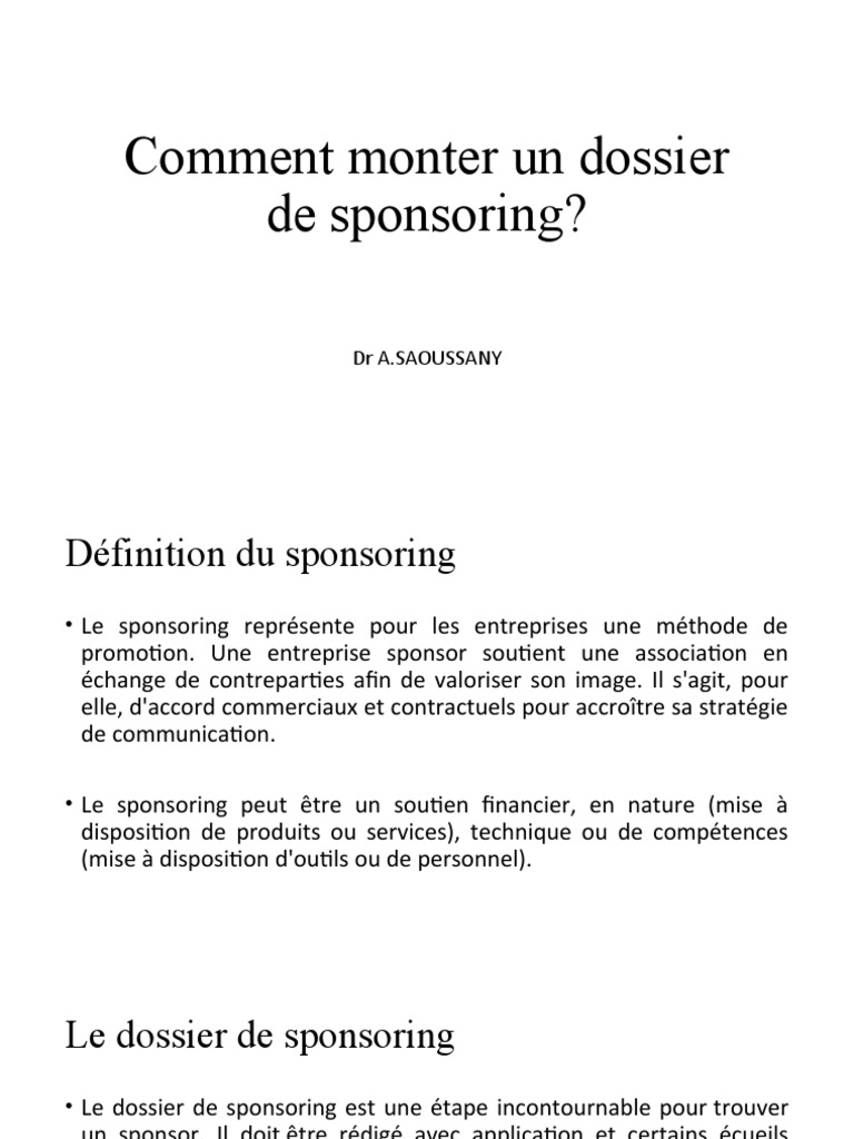 Guide pour créer un dossier de sponsoring | PDF | Commanditaire ...