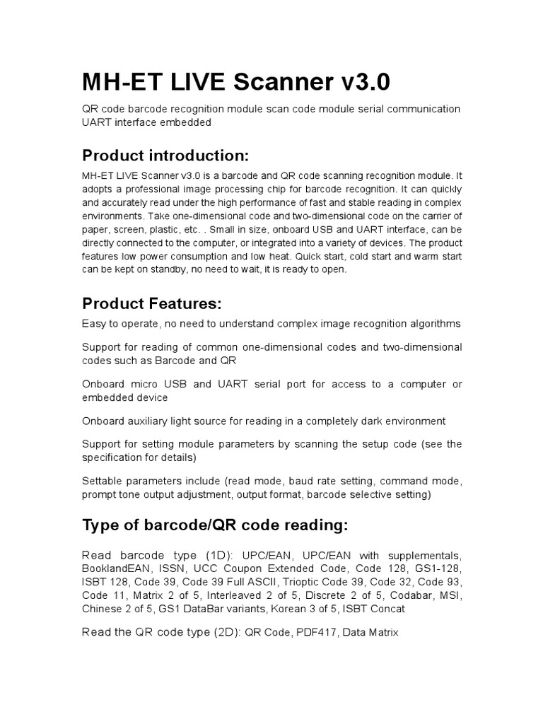 Barcode Scanner Module Instructions | PDF | Barcode | Qr Code