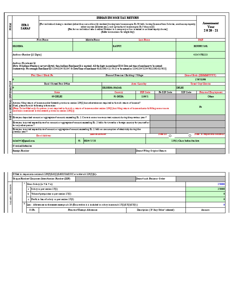 Krishna Final Itr | PDF | Tax Refund | Pension