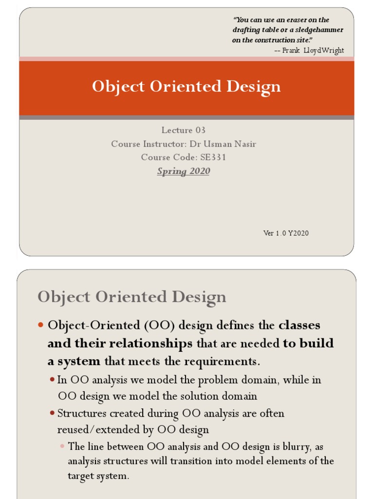03 Sp20 Object Oriented Design | PDF | Inheritance (Object Oriented ...