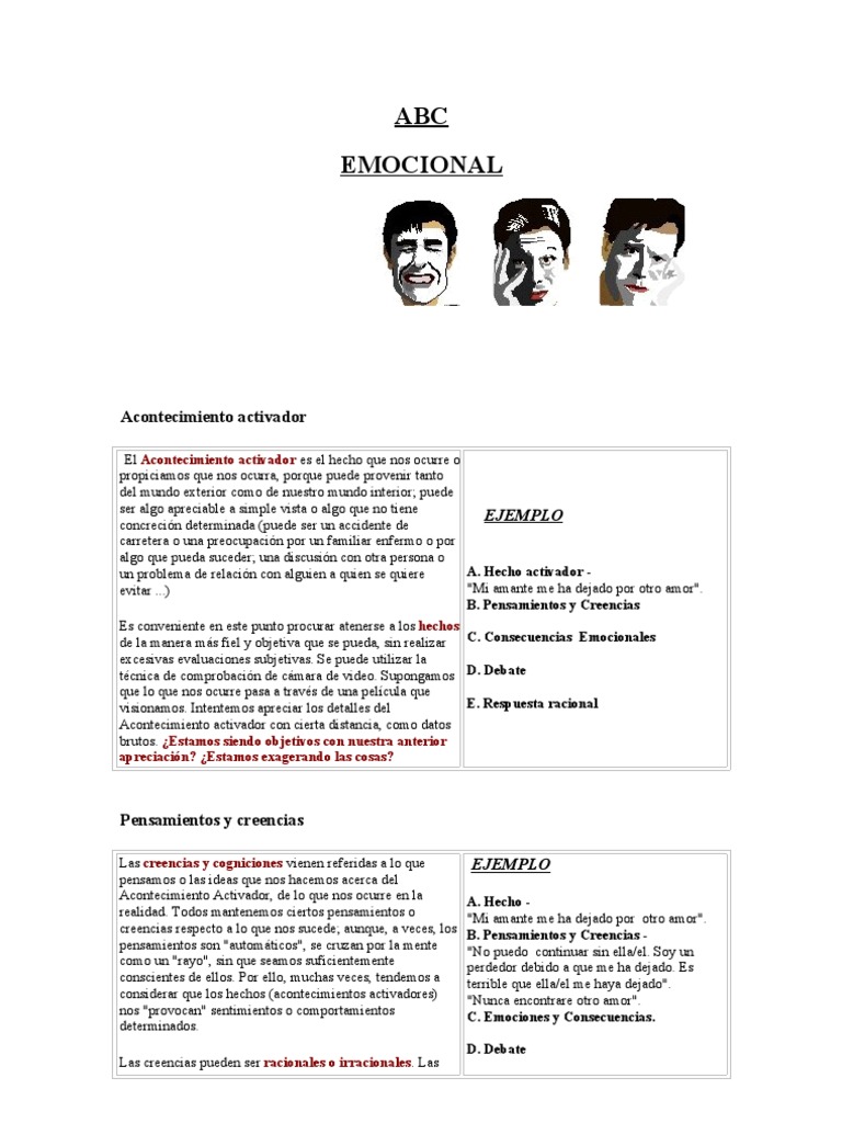 ABC Emocional Trec | PDF | Terapia racional de comportamiento emotivo | Las emociones