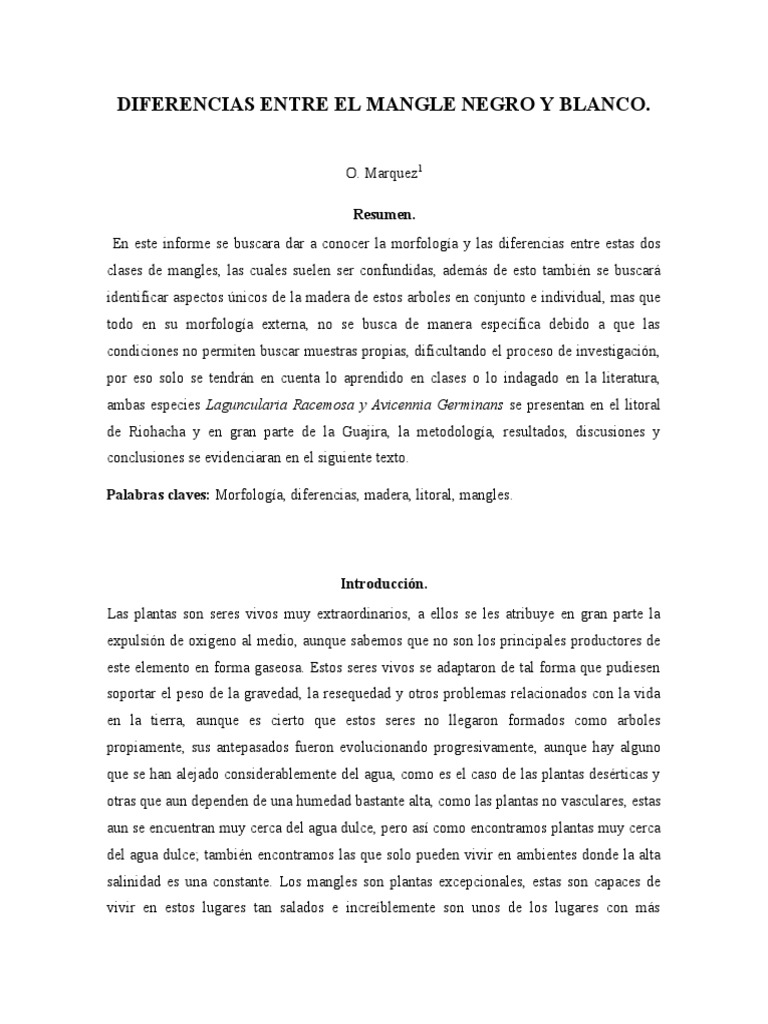 Diferencias Entre El Mangle Negro y Blanco | PDF | Mangle | Tallo de la planta