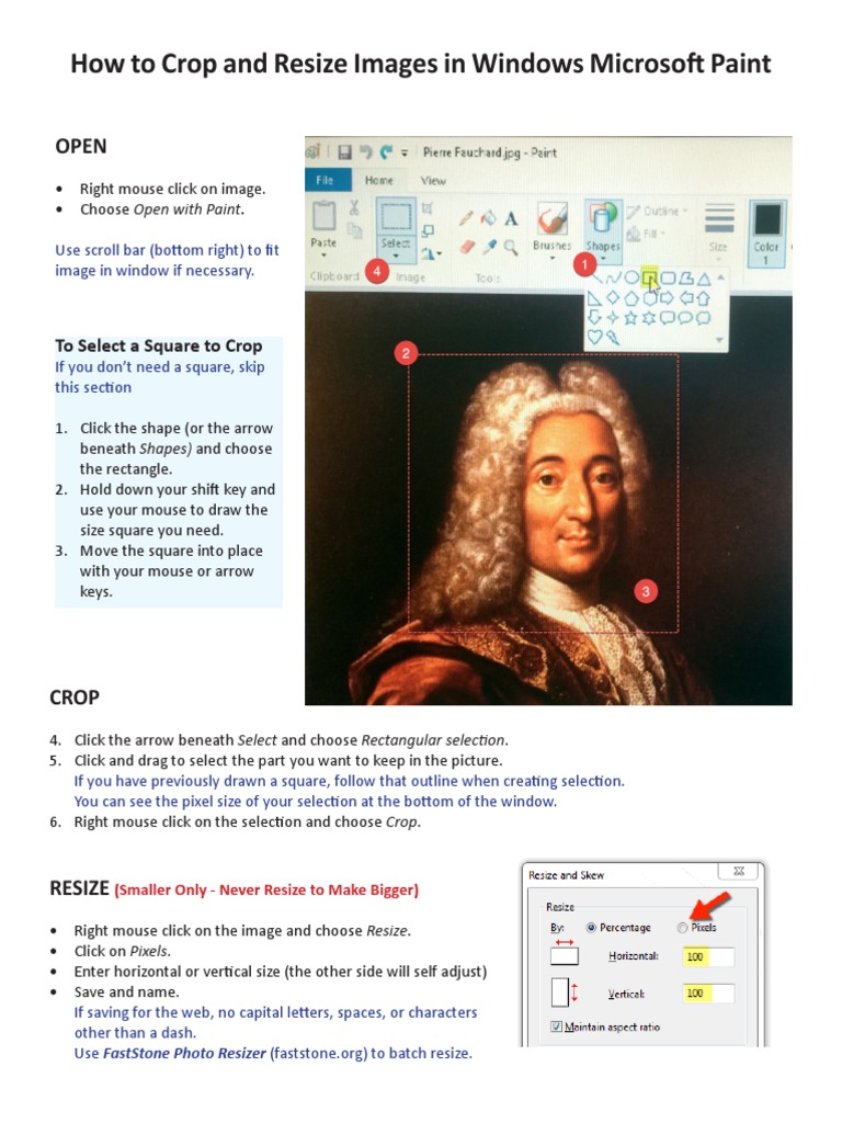 How To Crop and Resize Images in Windows Microsoft Paint | PDF