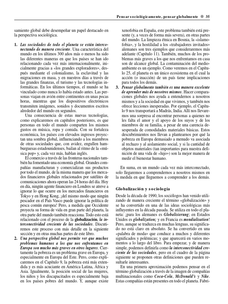 La Globalización, Concepto Sociológico - Sociología-Macionis-y-Plummer | PDF | Globalización ...