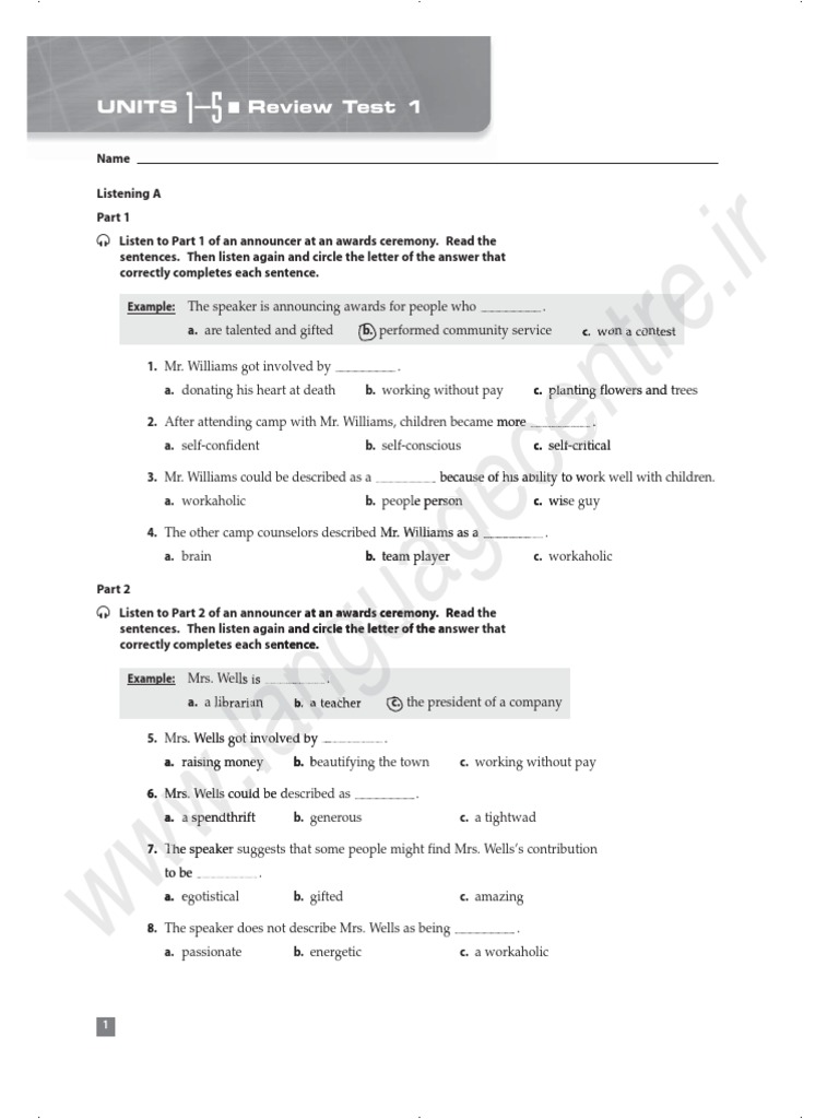 Summit 1 Final Test 1 5 1 Pdf Pdf