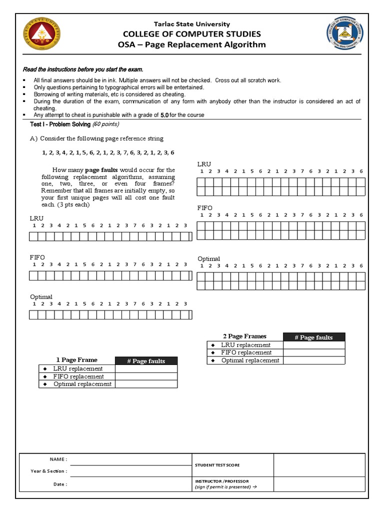 Quiz - Page Replacement Algorithm | PDF | Discrete Mathematics | Computing Quiz - Page Replacement Algorithm | PDF | Discrete Mathematics | Computing