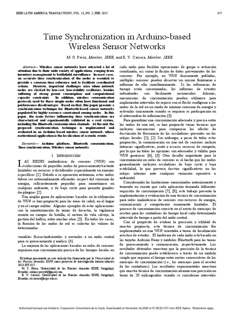 Time Synchronization in Arduino-Based Wireless Sensor Networks | PDF ...