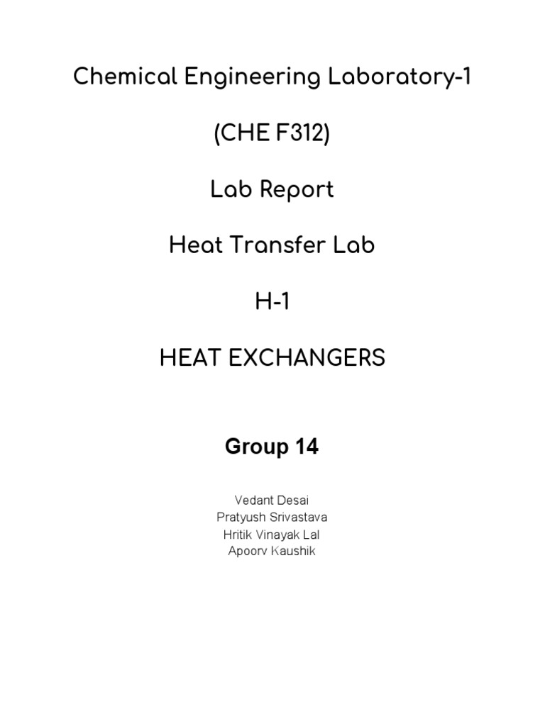 Chemical Engineering Laboratory-1 (CHE F312) Lab Report Heat Transfer ...