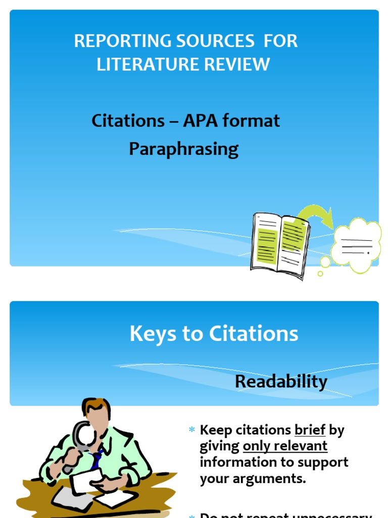 Reporting Sources For Literature Review: Citations - APA Format ...