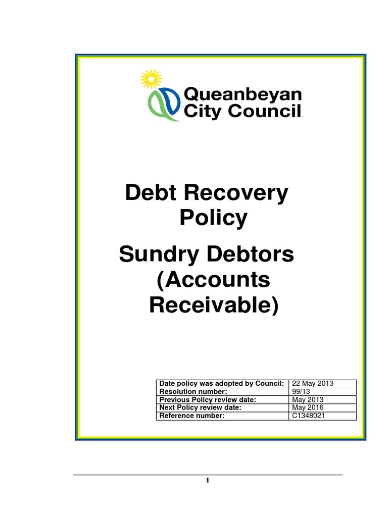 Debt Recovery Policy Sundry Debtors (Accounts Receivable) | PDF ...