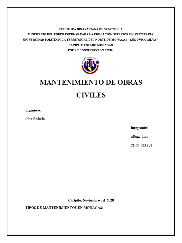 Mantenimiento en Obras Civiles | PDF | Planificación | Science