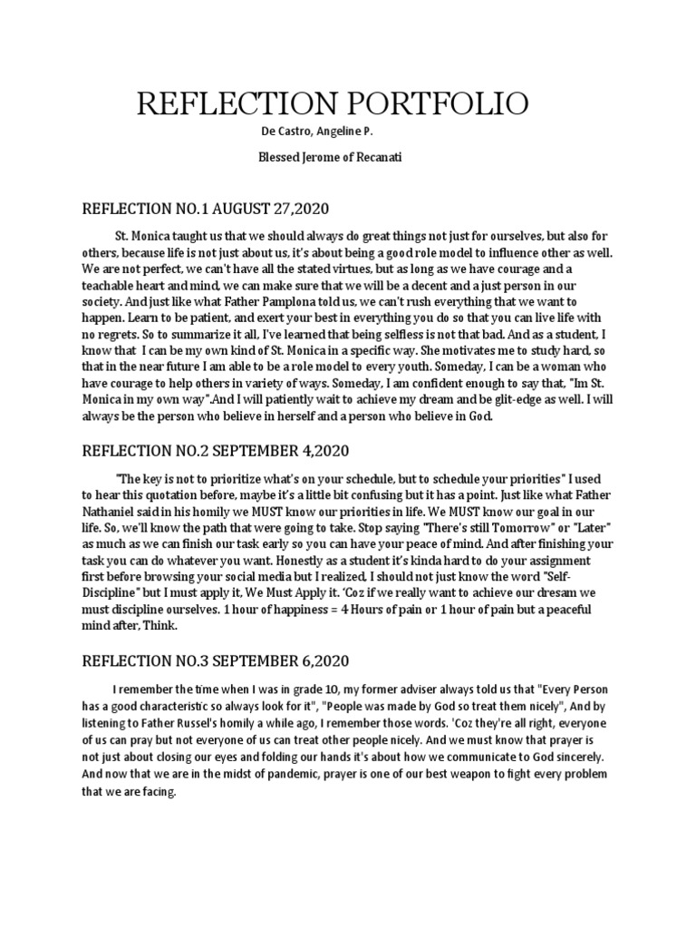 My Reflection Portfolio | PDF | Forgiveness