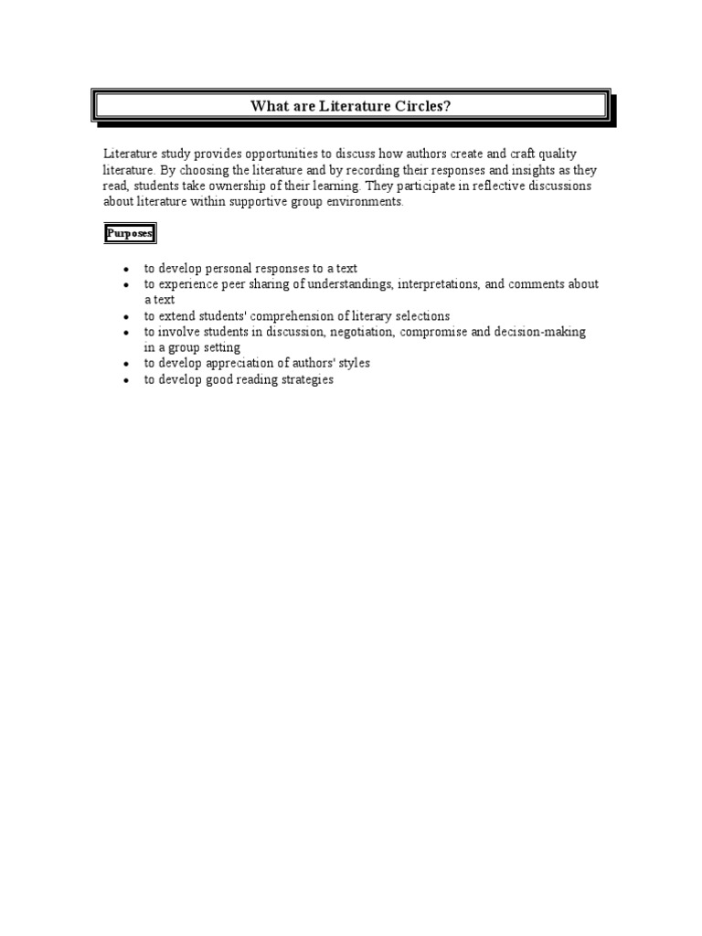 Literature Circles: A Guide for 9th Grade | PDF | Lesson Plan | Books