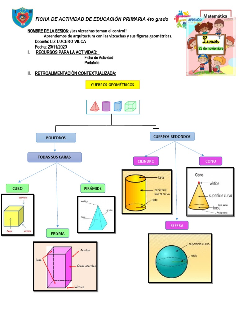 Ficha de Actividad Cuerpos Geometricos | PDF