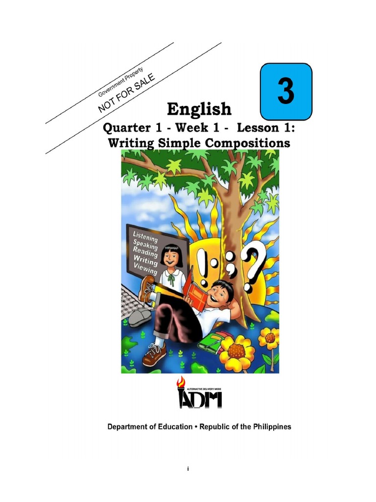 English3 q1 Week1 Lesson1 Writingsimplecompositions v3 | PDF | Question ...