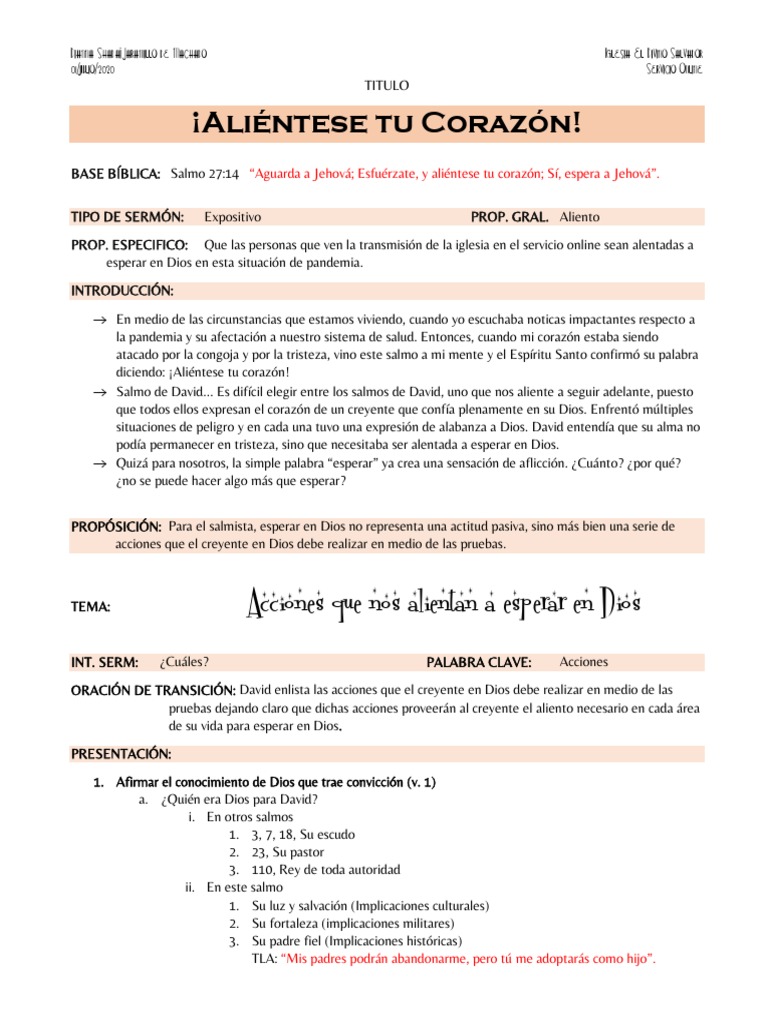 Alientese Tu Corazon | PDF | Salmos | Oración