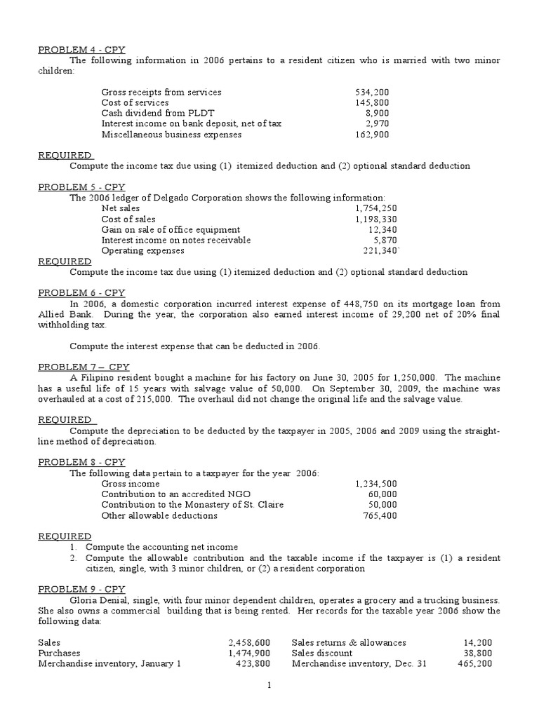 Allowable Deductions Exercises | PDF | Tax Deduction | Expense