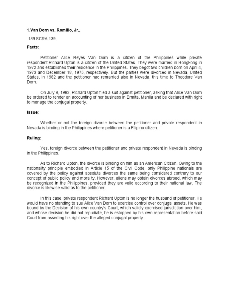 Case Digest, Pfr. Bagayas, Jay Carlo S. | PDF | Divorce | Annulment