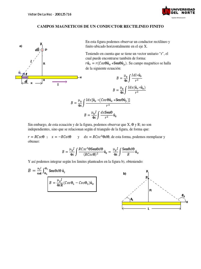 Campos Magneticos de Un Conductor Rectilineo Finito PDF | PDF | Objetos ...