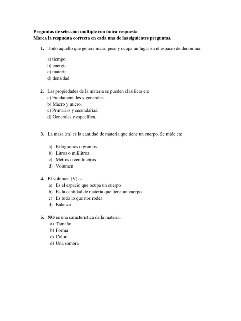 Preguntas de Selección Múltiple Con Única Respuesta | PDF
