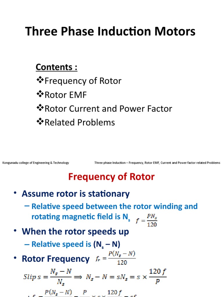 Rotor EMF and Frequency in Induction Motors | PDF | Electric Motor ...