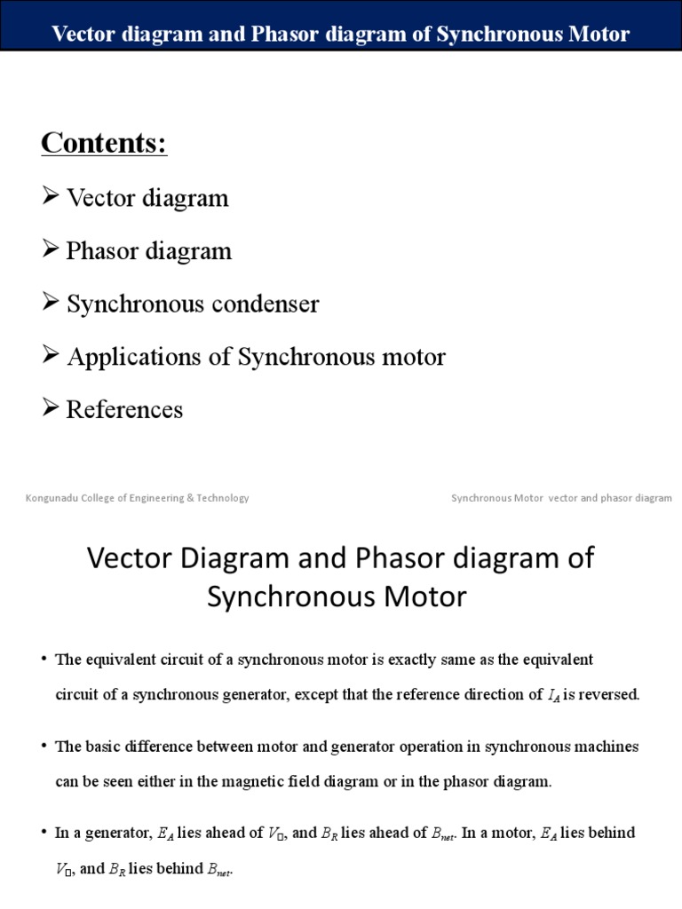 Vector Diagram and Phasor Diagram of Synchronous Motor | PDF | Electric ...