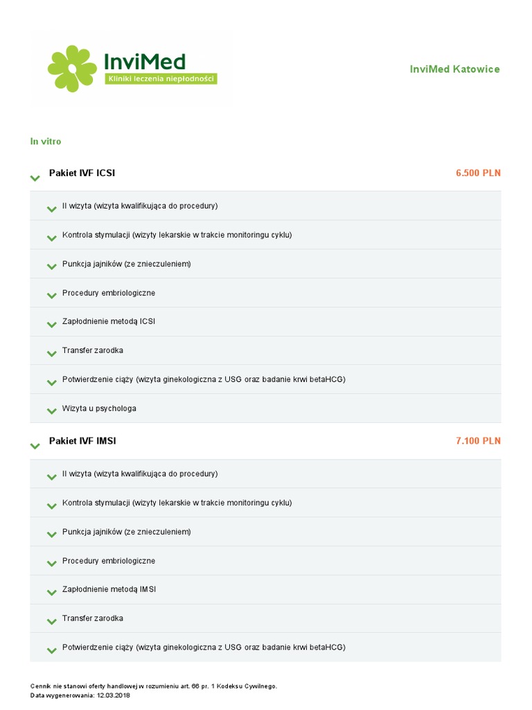 Cennik InviMed Katowice | PDF
