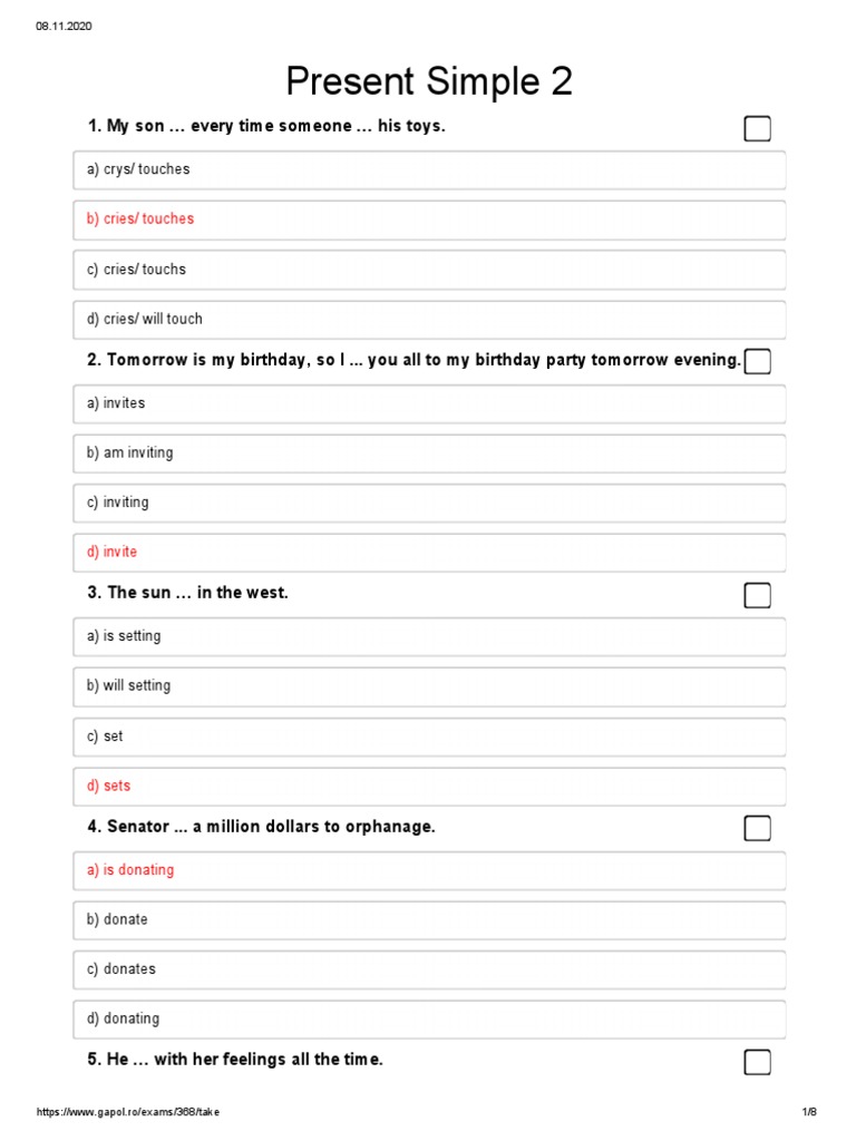 Present Simple 2 | PDF