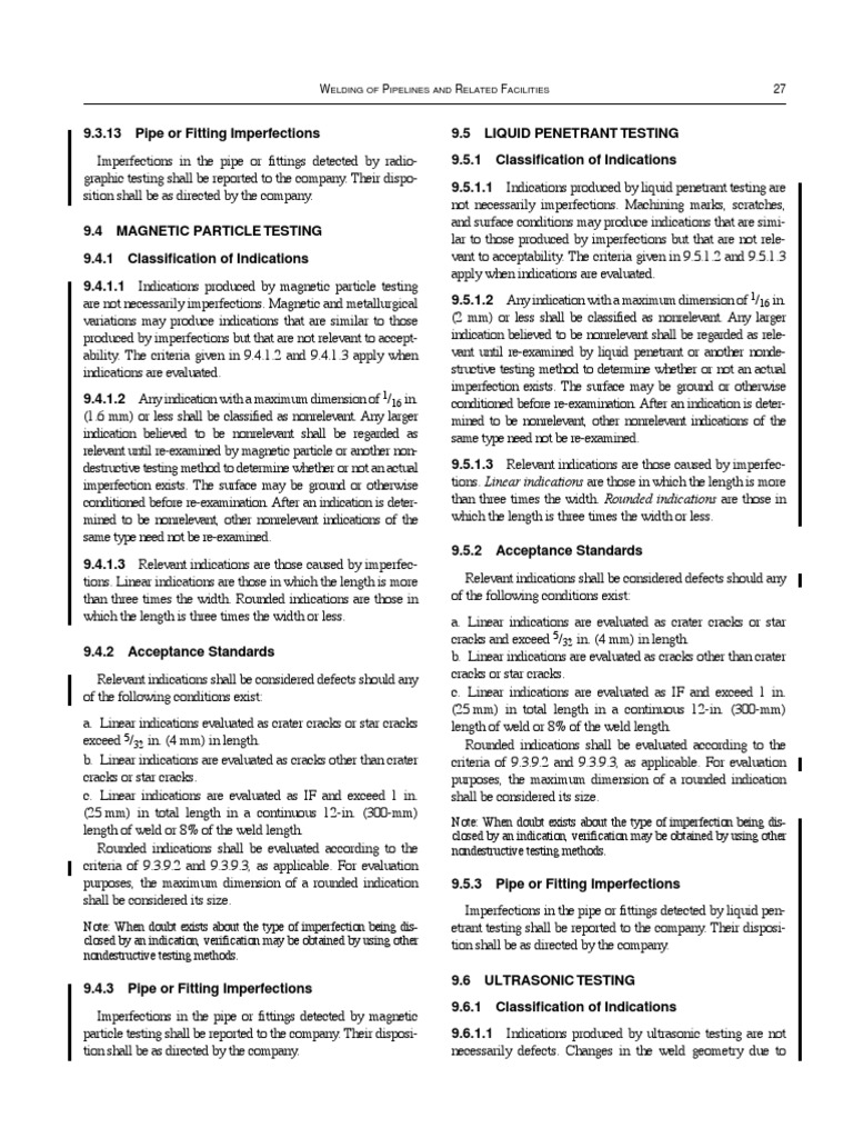 API 1104 - UT Acceptance Standards | PDF | Ultrasound | Nondestructive ...