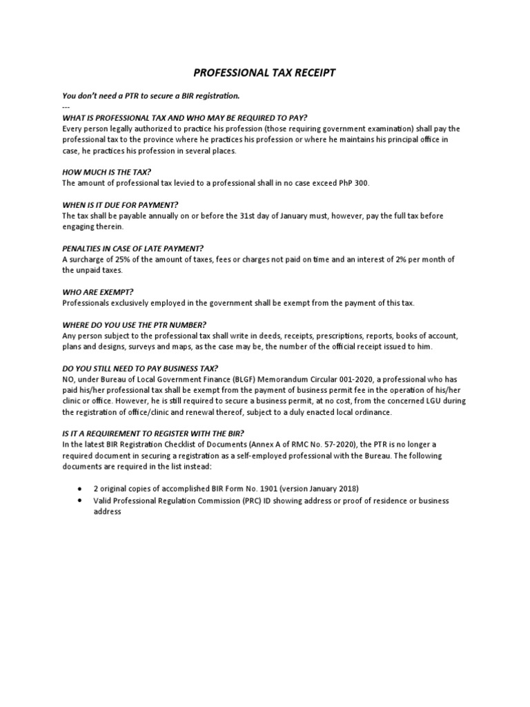 Professional Tax Receipt | PDF