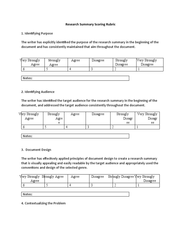 Research Summary Scoring Rubric | PDF | Human Communication | Cognitive ...