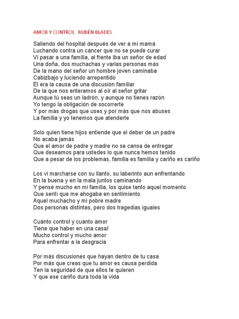 Amor y Control Rubén Blades | PDF