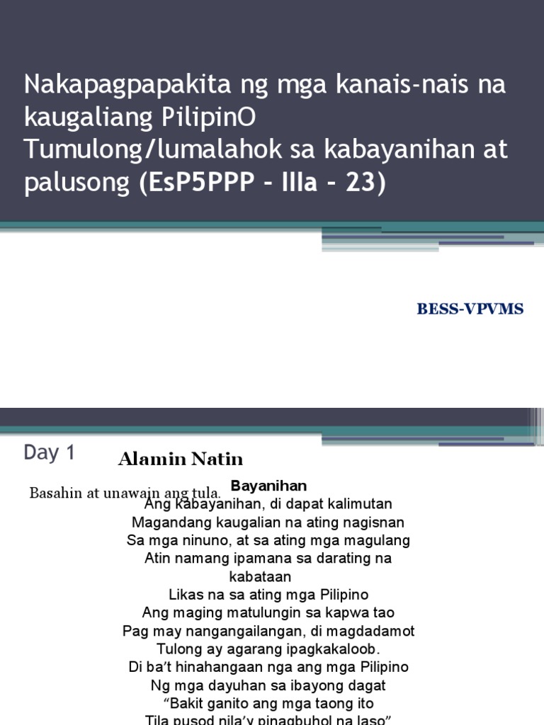 Grade 5 PPT - ESP - Q3 - W2 | PDF