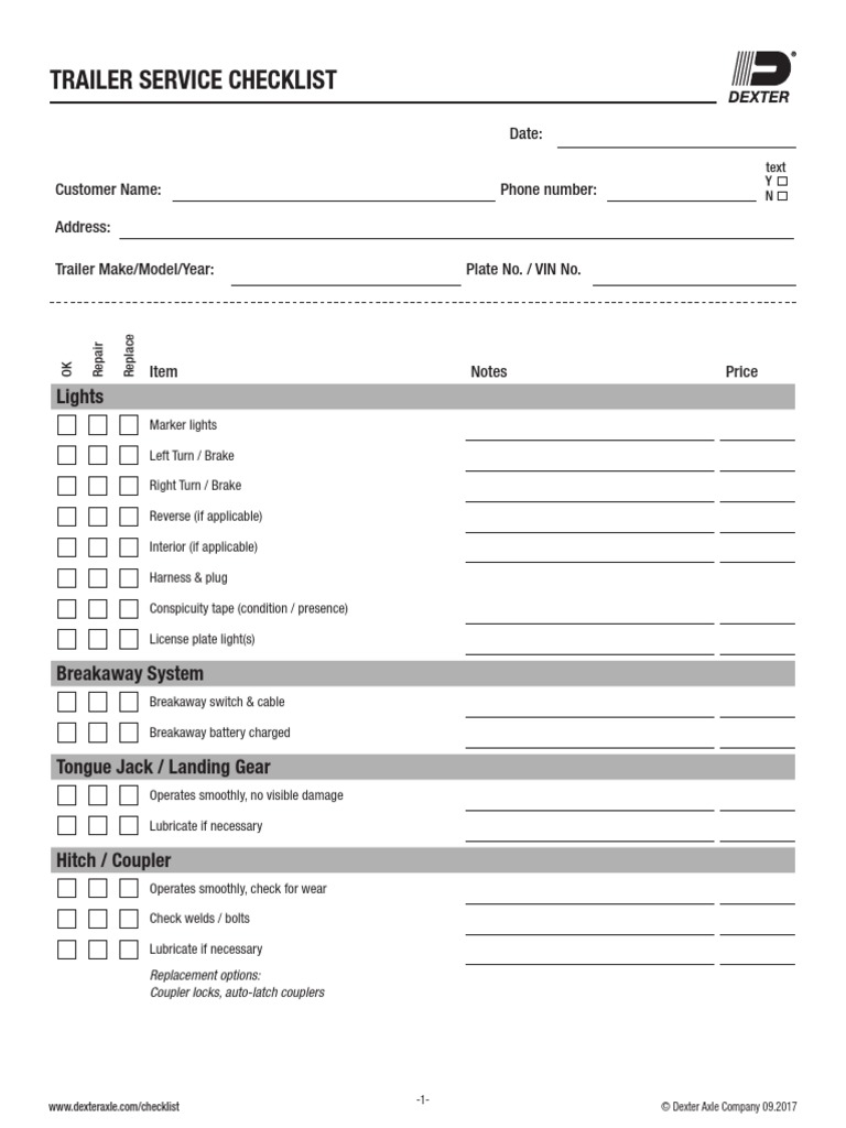 Trailer Service Checklist: Lights | Download Free PDF | Axle | Trailer ...