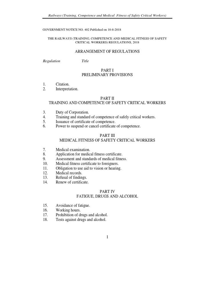 GN 402 The Railways Training Competence and Medical Fitnes | PDF ...