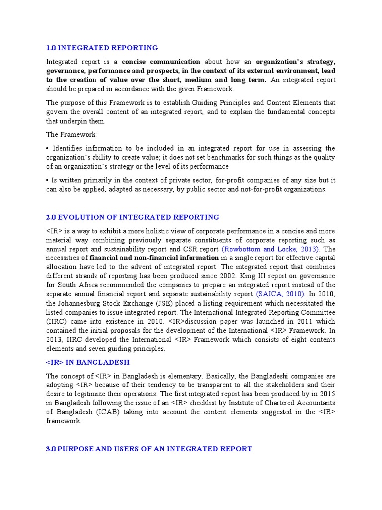 Integrated Reporting | PDF | Governance | Policy
