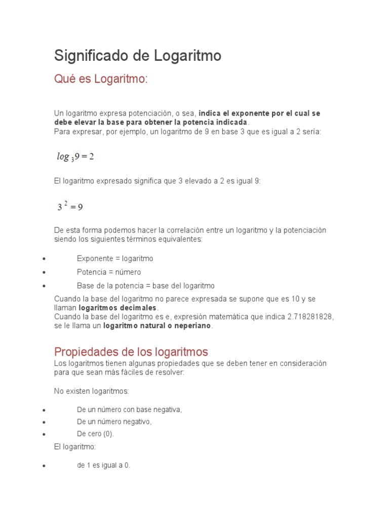Significado de Logaritmo | PDF | Exponenciación | Logaritmo