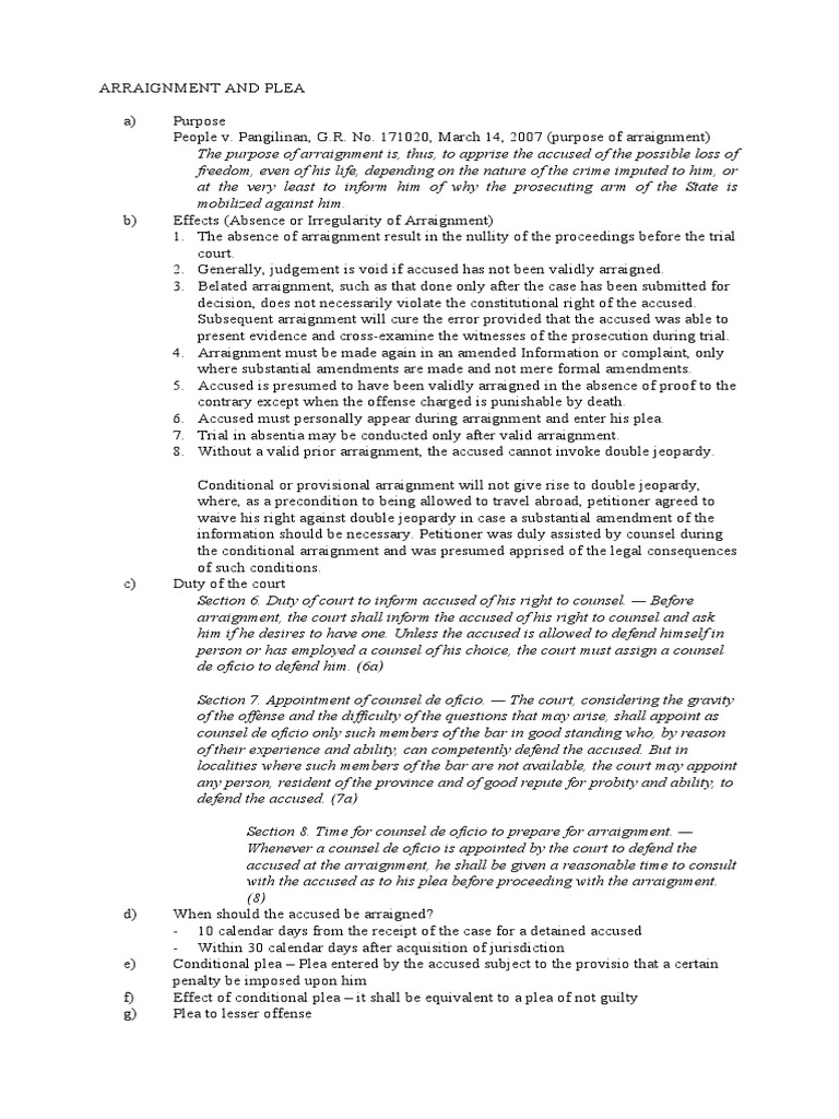 A Comprehensive Overview of Arraignment and Plea Procedures in the ...