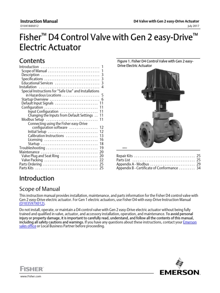 Fisher D4 Control Valve With Gen 2 Easy-Drive Electric Actuator | PDF ...