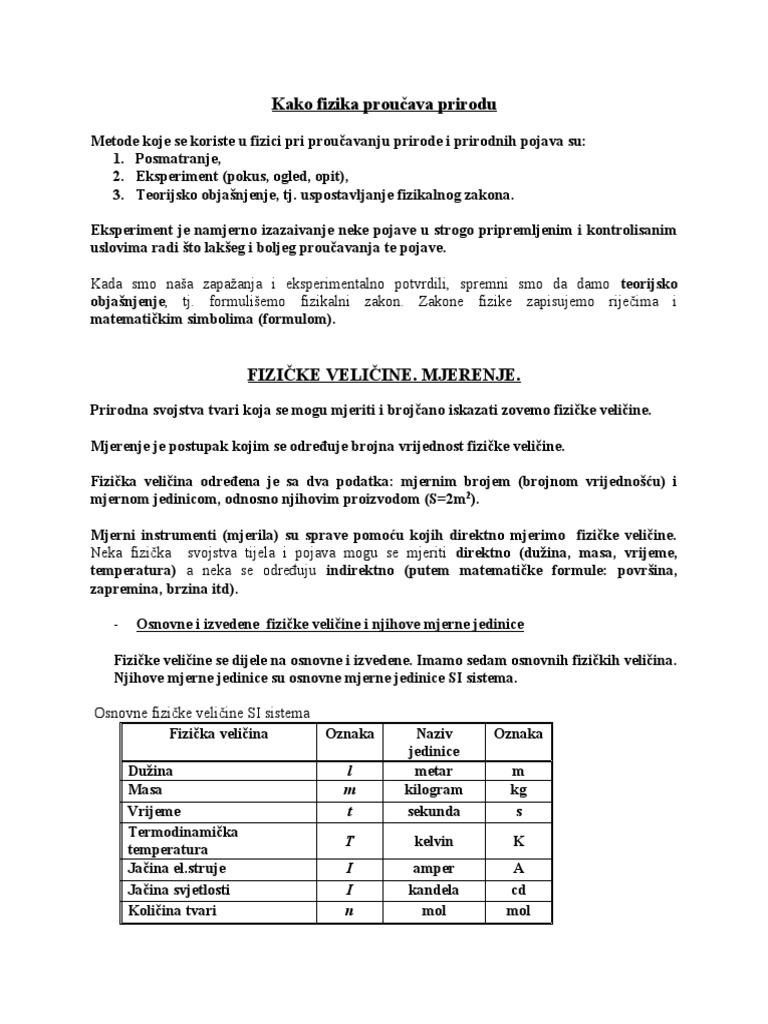 KAKO FIZIKA PROUČAVA PRIRODU, FIZIČKE VELIČINE I PREFIKSI - 7.b 2.grupa ...